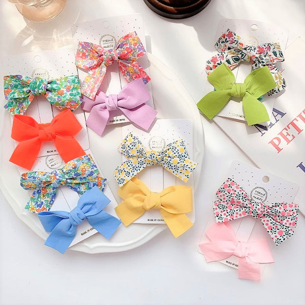 Floral Pattern Bow Clip Set
